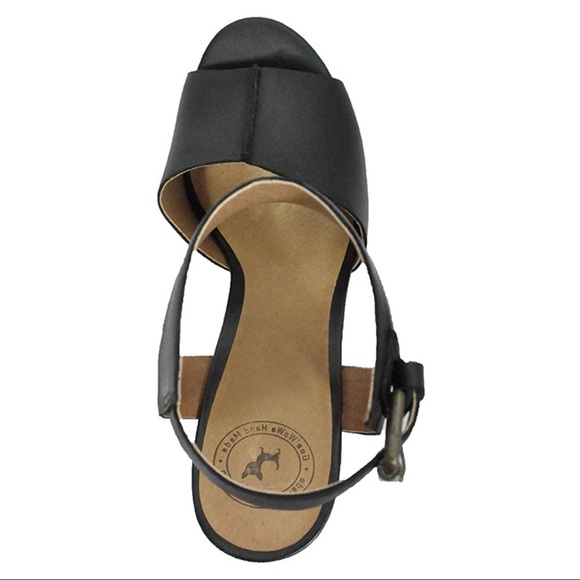 Anthropologie | Shoes | Black Distressed Leather Wooden Peep Toe Clogs ...